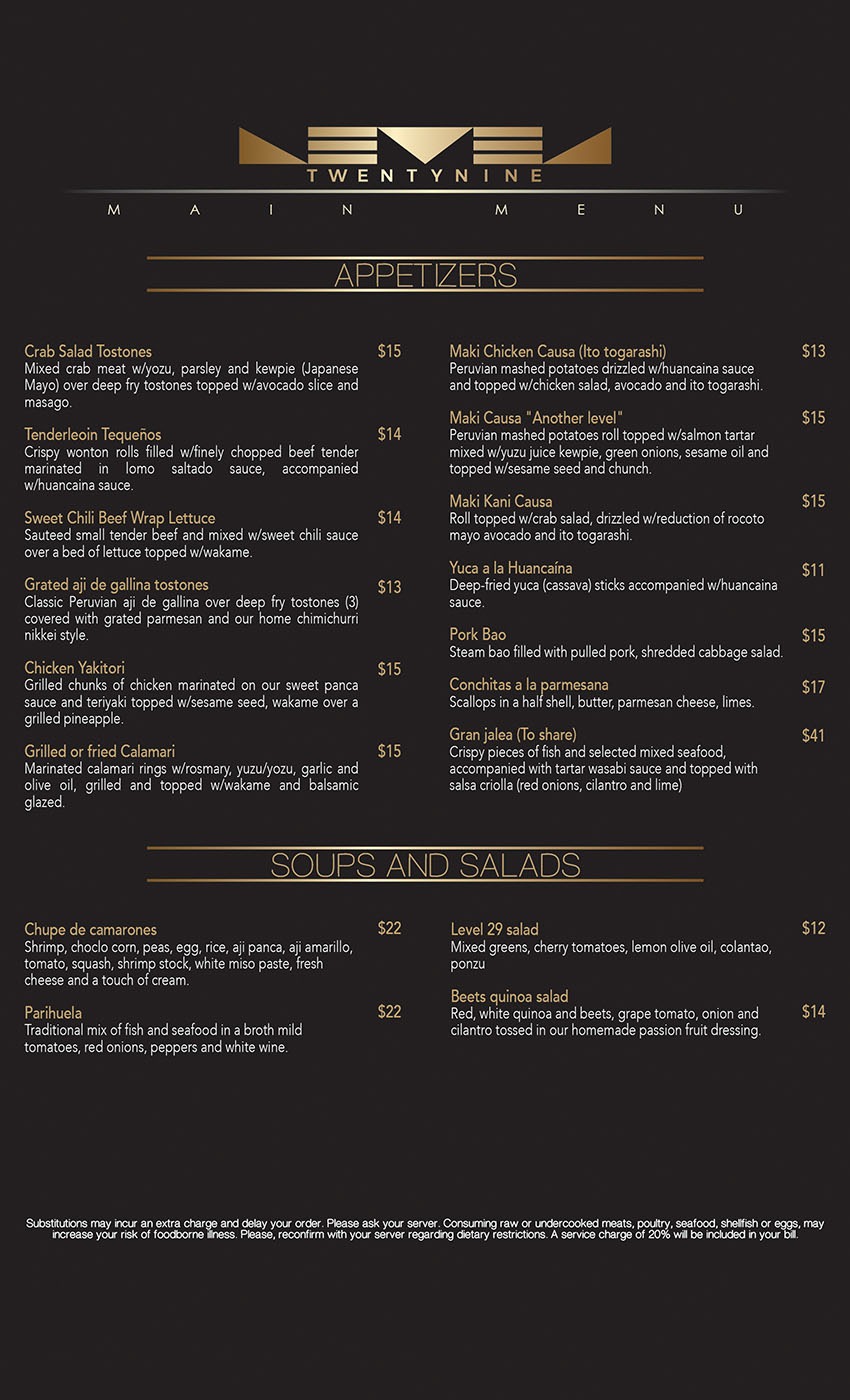 MENU – Level 29